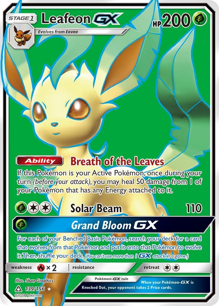 Leafeon GX [Breath of the Leaves | Solar Beam | Grand Bloom GX ...