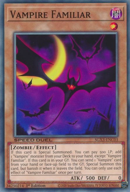 Vampire Familiar Speed Duel GX: Duelists of Shadows | Yu-Gi-Oh ...
