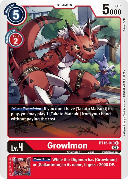 Growlmon BT-12: Across Time | Digimon | CardTrader