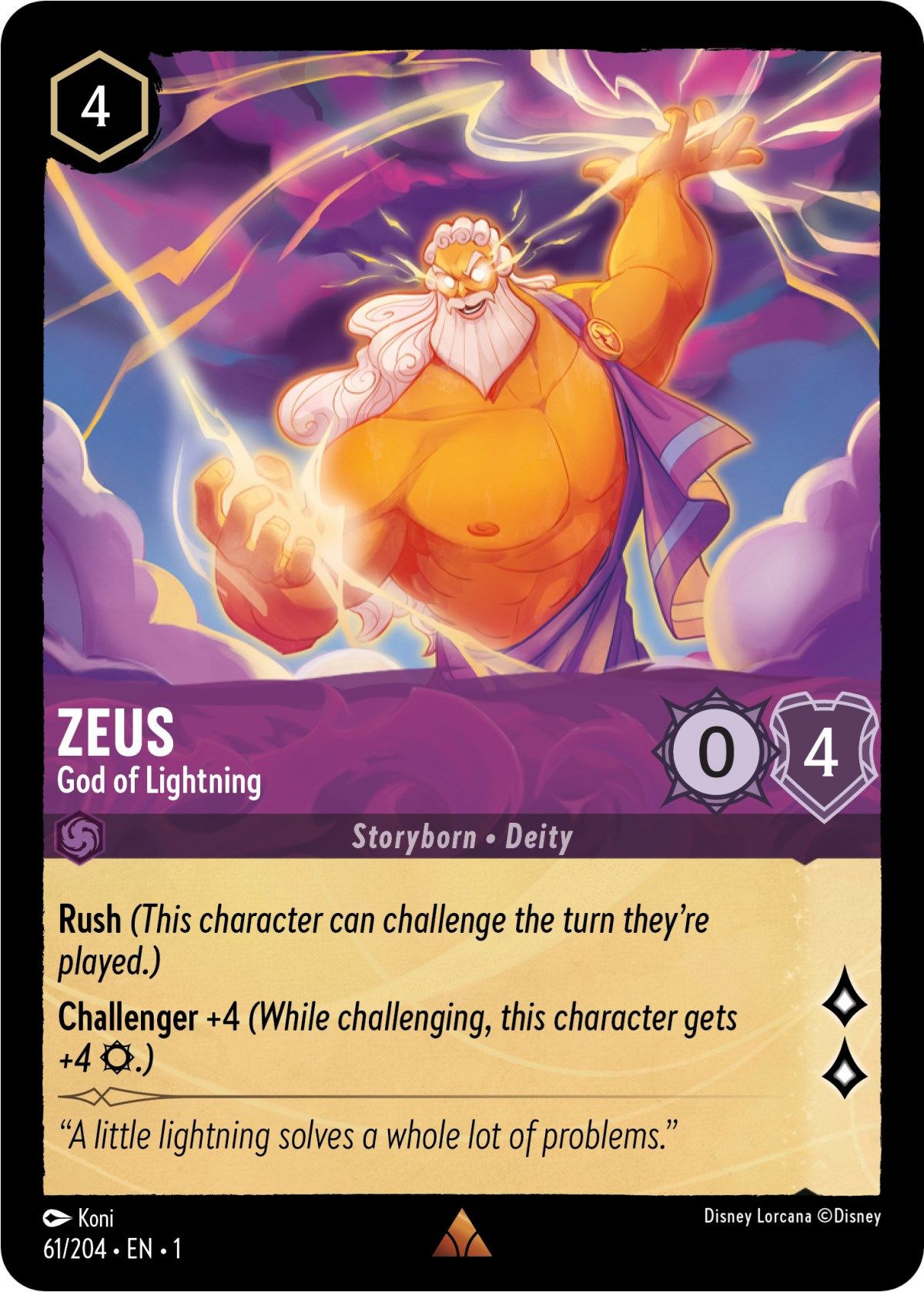 Zeus - God of Lightning The First Chapter | Lorcana | CardTrader