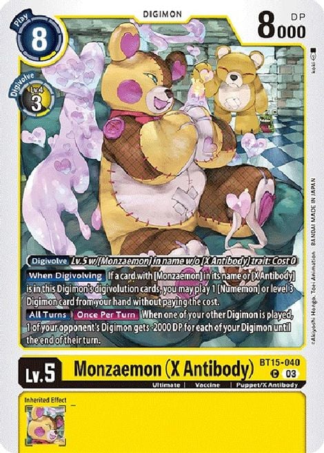 Monzaemon (X Antibody) BT-15: Exceed Apocalypse | Digimon | CardTrader