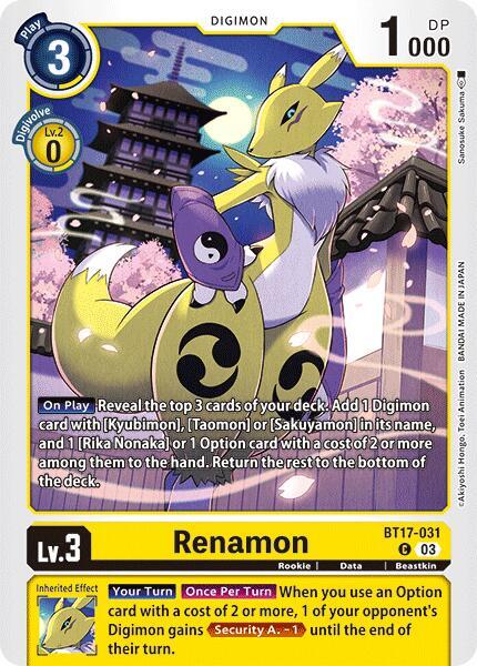 Renamon BT-17: Secret Crisis | Digimon | CardTrader